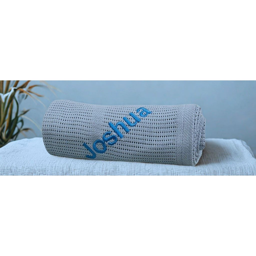 Customised Baby Blanket | Bubba Blue Cellular Blanket - Sky Blue